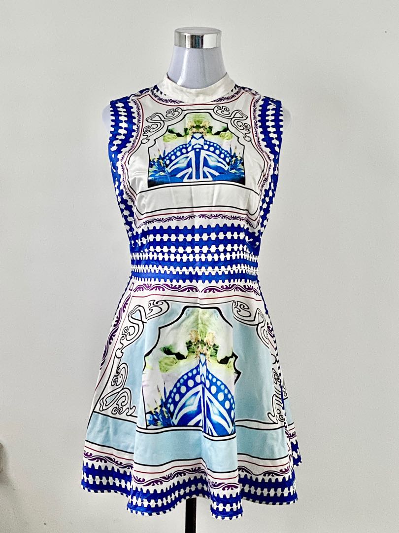 Postage Stamp Brick Print Peplum Dress, Women's Fashion, Dresses & Sets ...