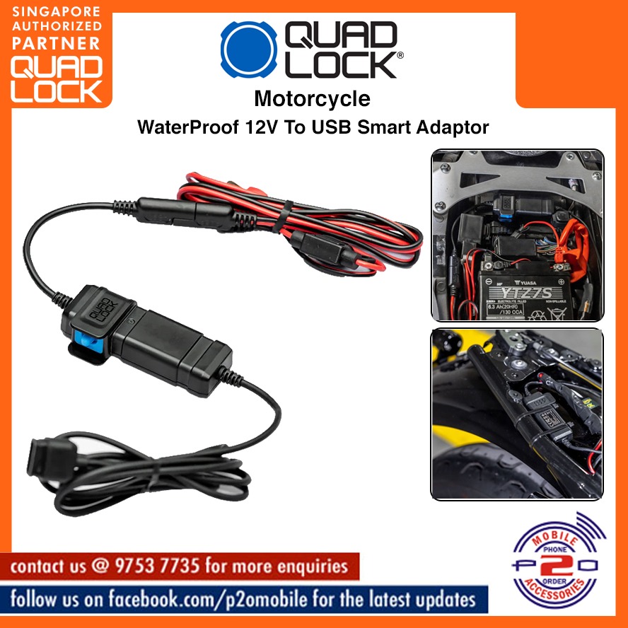 Quad Lock Waterproof 12V To USB Smart Adaptor, Motorcycles, Motorcycle Accessories on Carousell