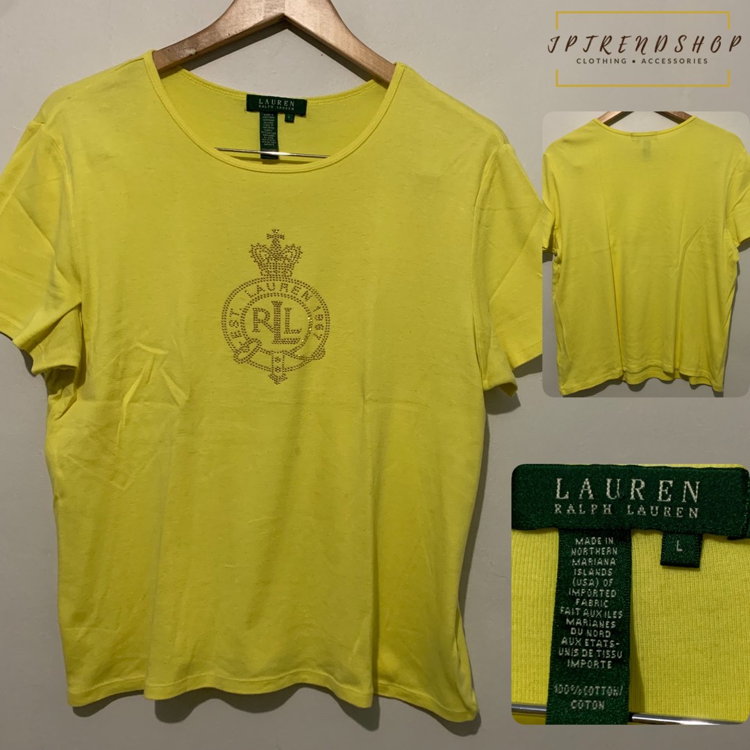 RALPH LAUREN SEQUENCE BASIC TOP (Yellow), Women's Fashion, Tops, Shirts ...