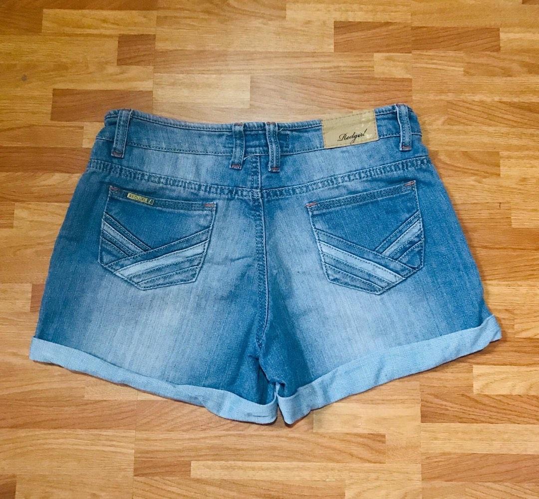 Red girl Clean Cut midwaist Shorts (maong blue), Women's Fashion ...