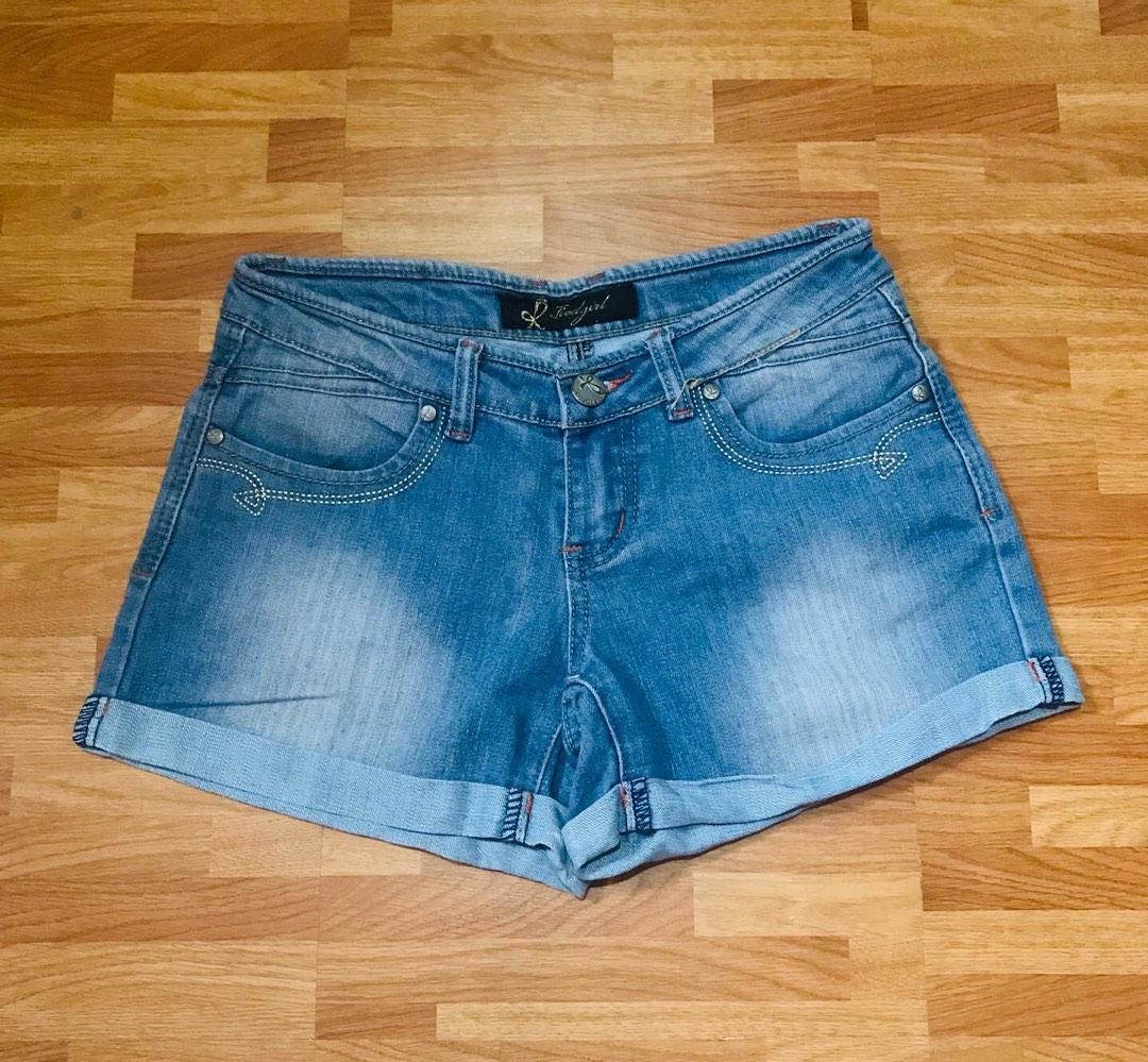 Red girl Clean Cut midwaist Shorts (maong blue), Women's Fashion ...