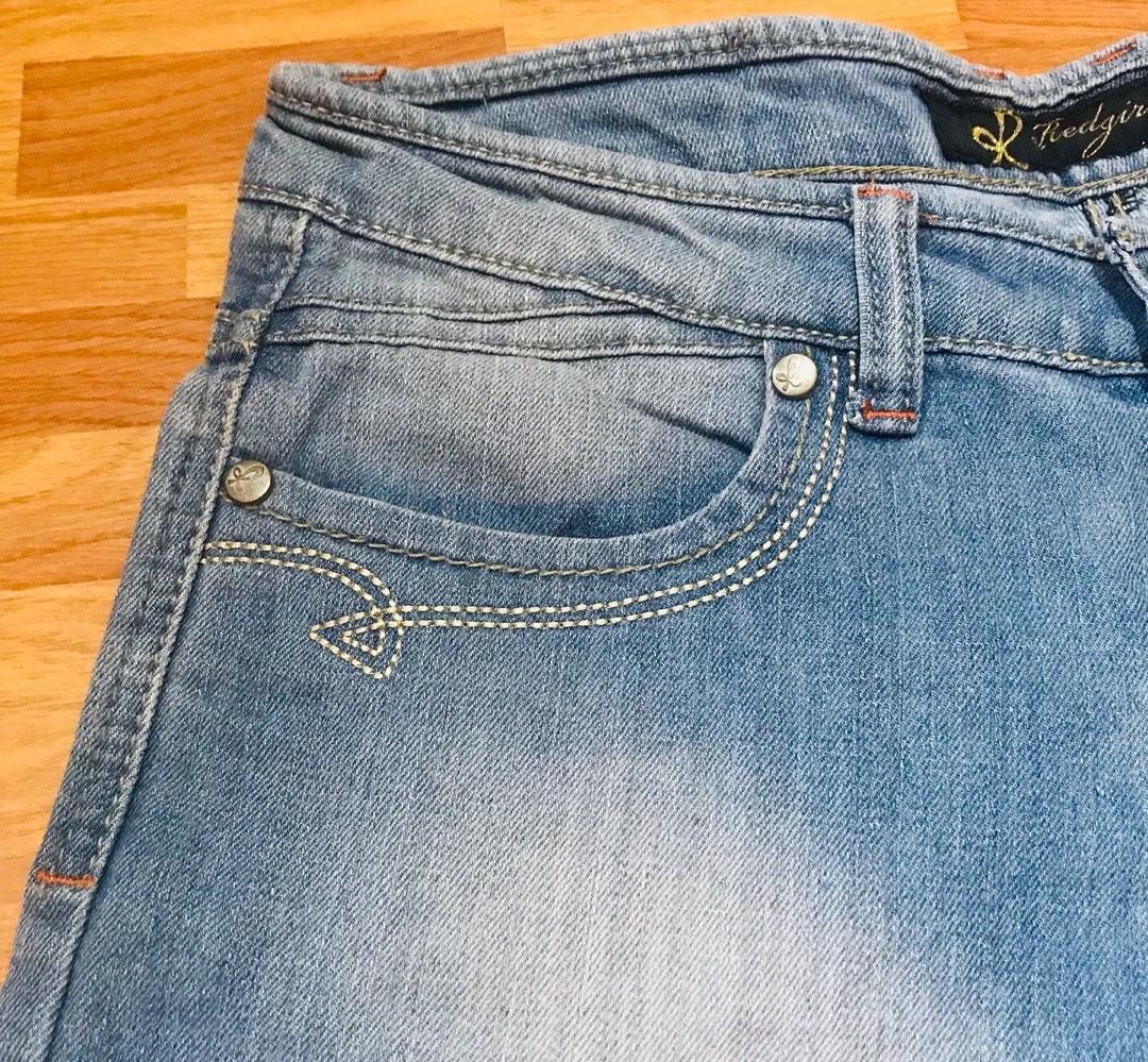 Red girl Clean Cut midwaist Shorts (maong blue), Women's Fashion ...