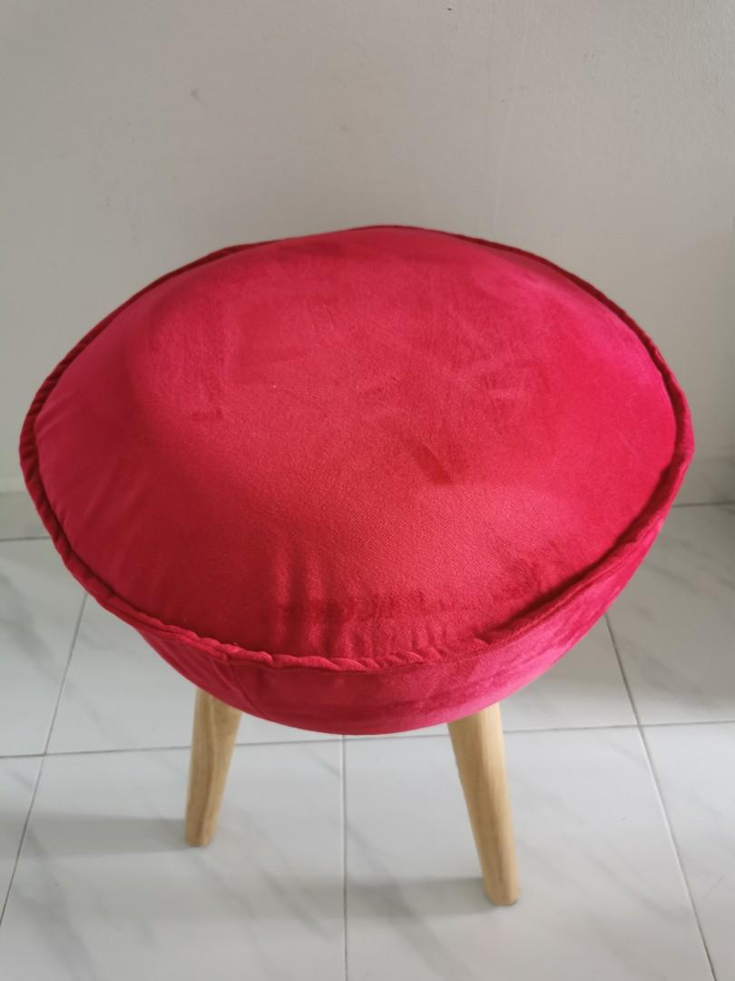 Red velvet stool chair, Furniture & Home Living, Furniture, Chairs on ...