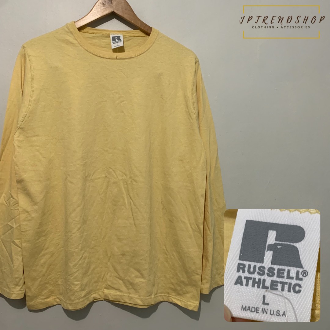RUSSELL HIGH COTTON PLAIN BLANK SWEATSHIRT (Yellow), Women's Fashion ...