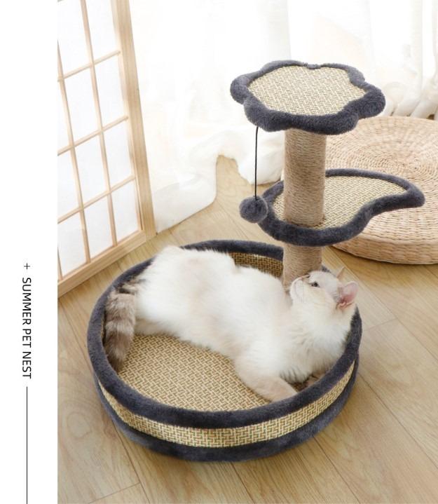 [SG STOCK] 44CM Rattan scratching cat post/Cat sisal scratch post/cat ...