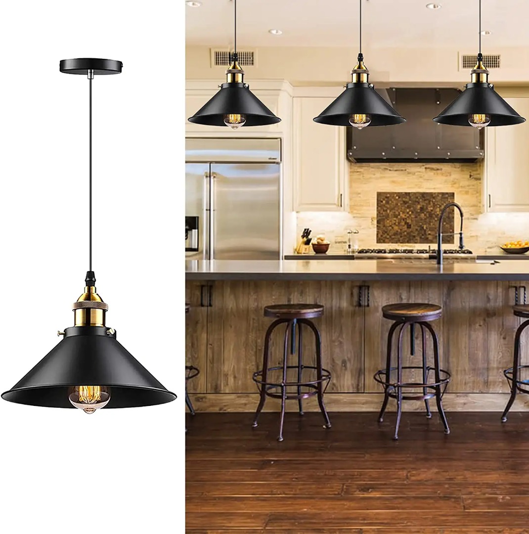 SM-RACK Industrial Pendant Lights ,Black Pendant Lighting for Kitchen ...