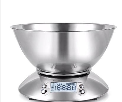 Stainless Steel Food Weighing Scale with Bowl Kitchen Scale for Food ...