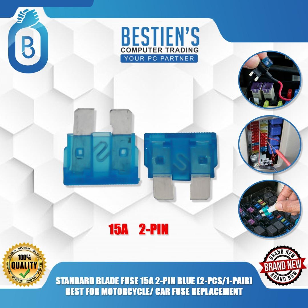 STANDARD BLADE FUSE 15A 2-PIN BLUE (2-PCS/1-PAIR), BEST FOR MOTORCYCLE ...