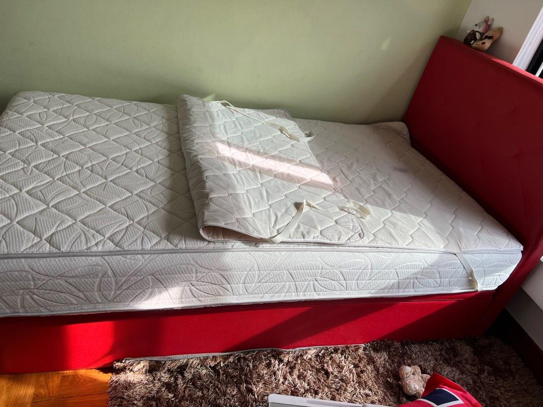 Super single Bed with mattress and storage, Furniture & Home Living ...