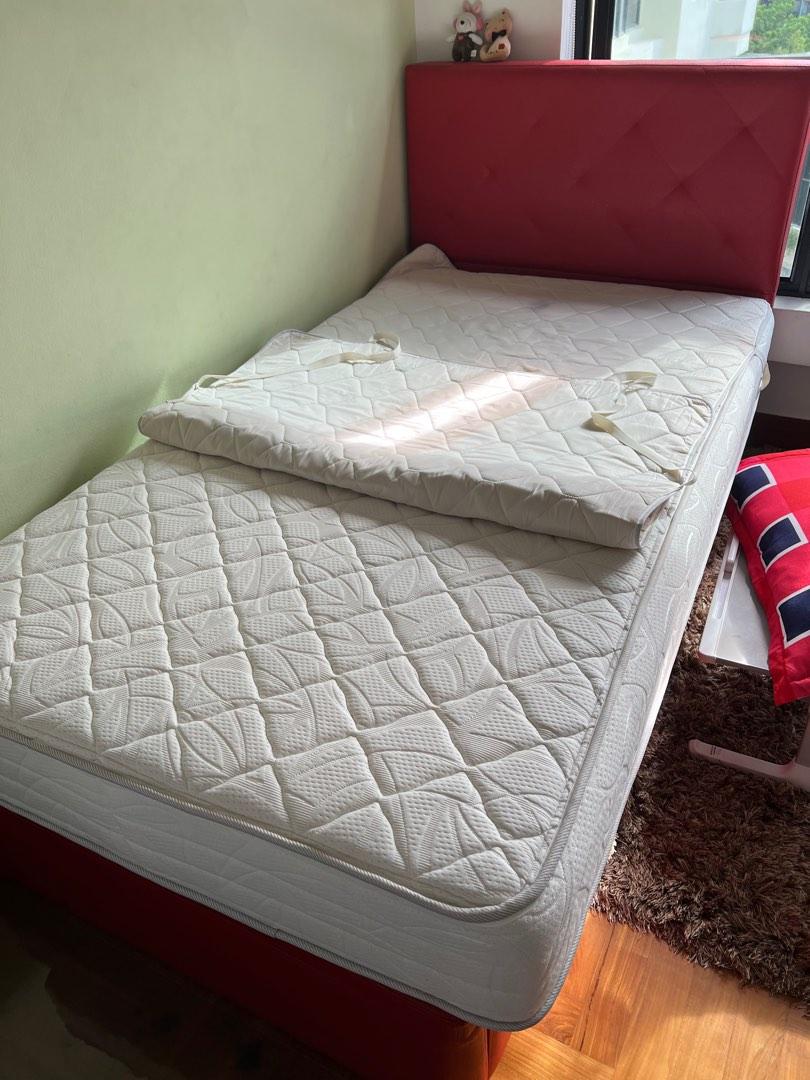 Super single Bed with mattress and storage, Furniture & Home Living ...