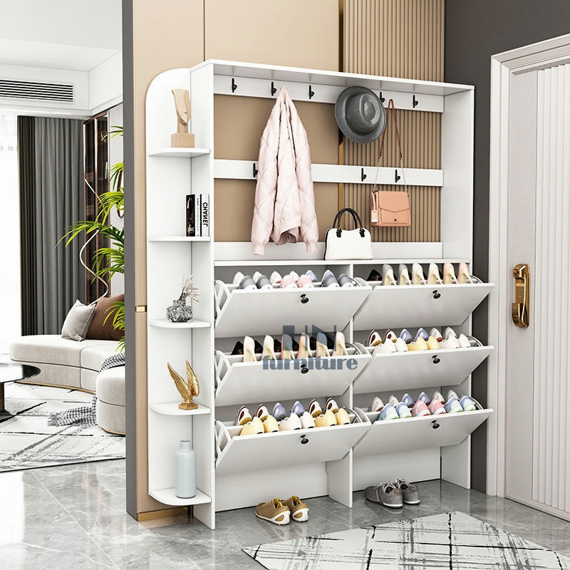 Tipping bucket shoe cabinet；Simple modern porch cabinet with clothes ...