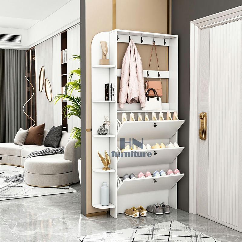 Tipping bucket shoe cabinet；Simple modern porch cabinet with clothes ...