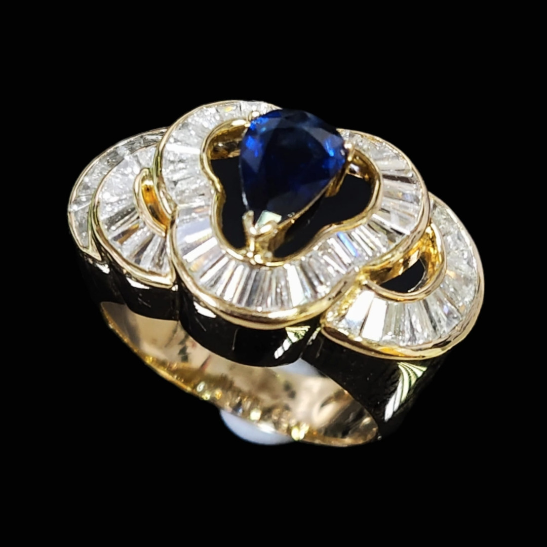 TP-RING BLUE SAPPHIRE WITH DIAMOND SAPP 1=1.11CARAT/9.8GRAM WITH ...