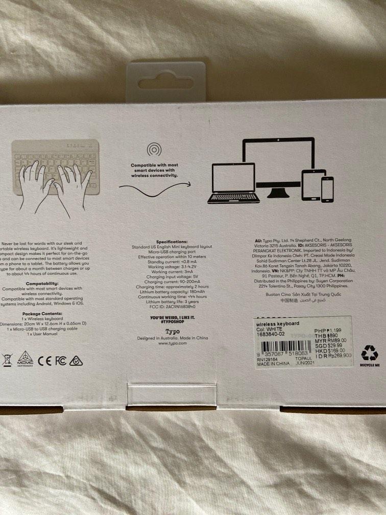 Typo Wireless Keyboard White, Computers & Tech, Parts & Accessories ...