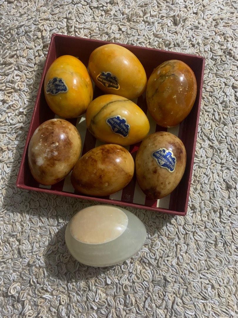 Vintage Genuine Alabaster hand carved in italy egg (take all), Hobbies ...