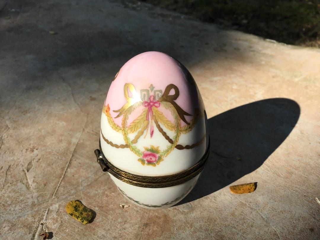 Vintage Rare Decorative Floral China Egg Trinket Box, Porcelain Egg ...