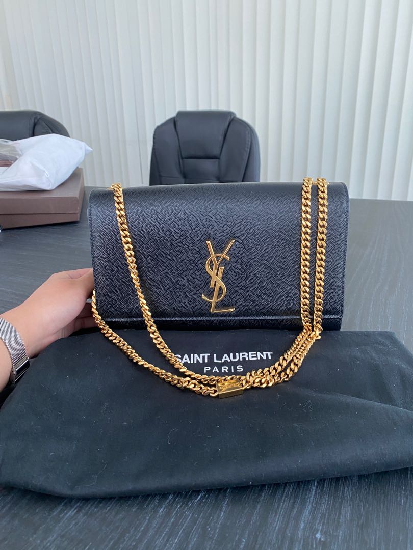 YSL Kate Monogram Black Bag Gold Hardware, Luxury, Bags & Wallets on ...