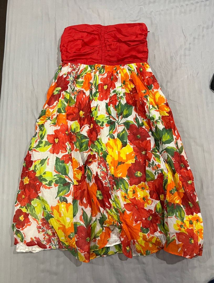 Zara Basic Tube Floral Dress, Women's Fashion, Dresses & Sets, Dresses ...