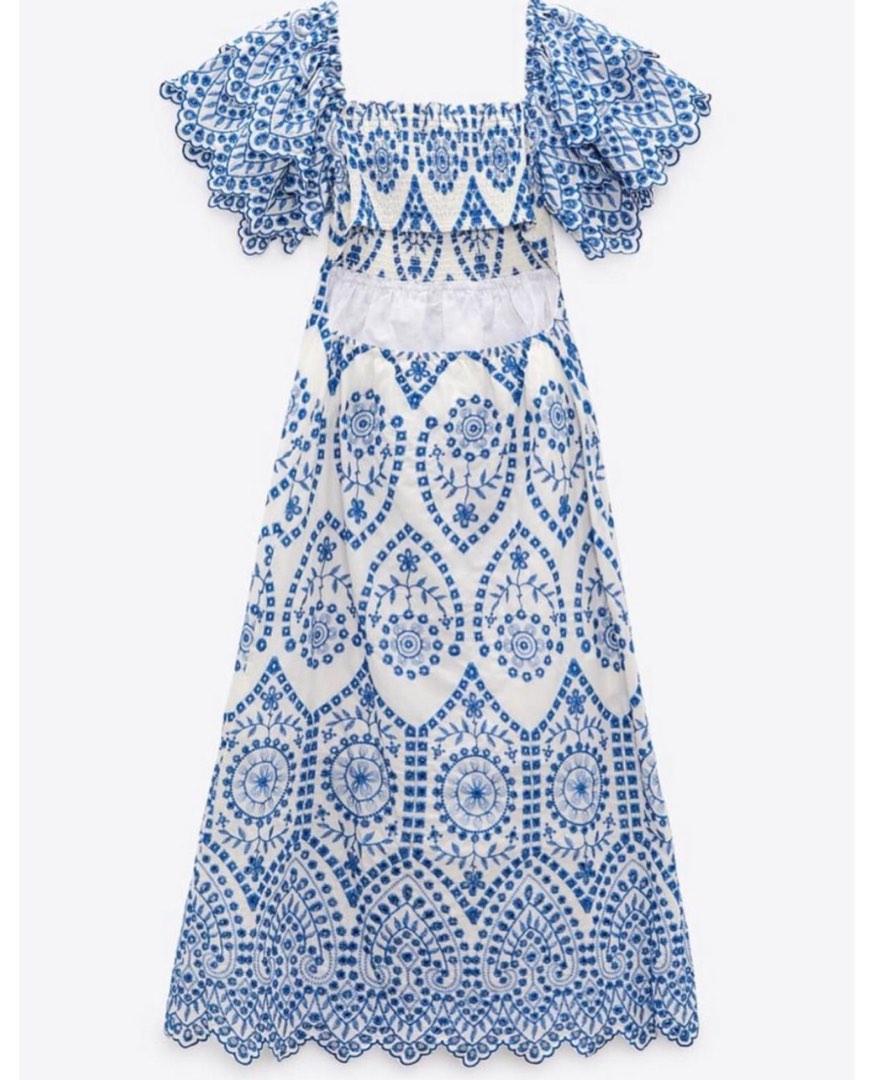 Zara embroidered ruffle sleeves dress, Women's Fashion, Dresses & Sets ...