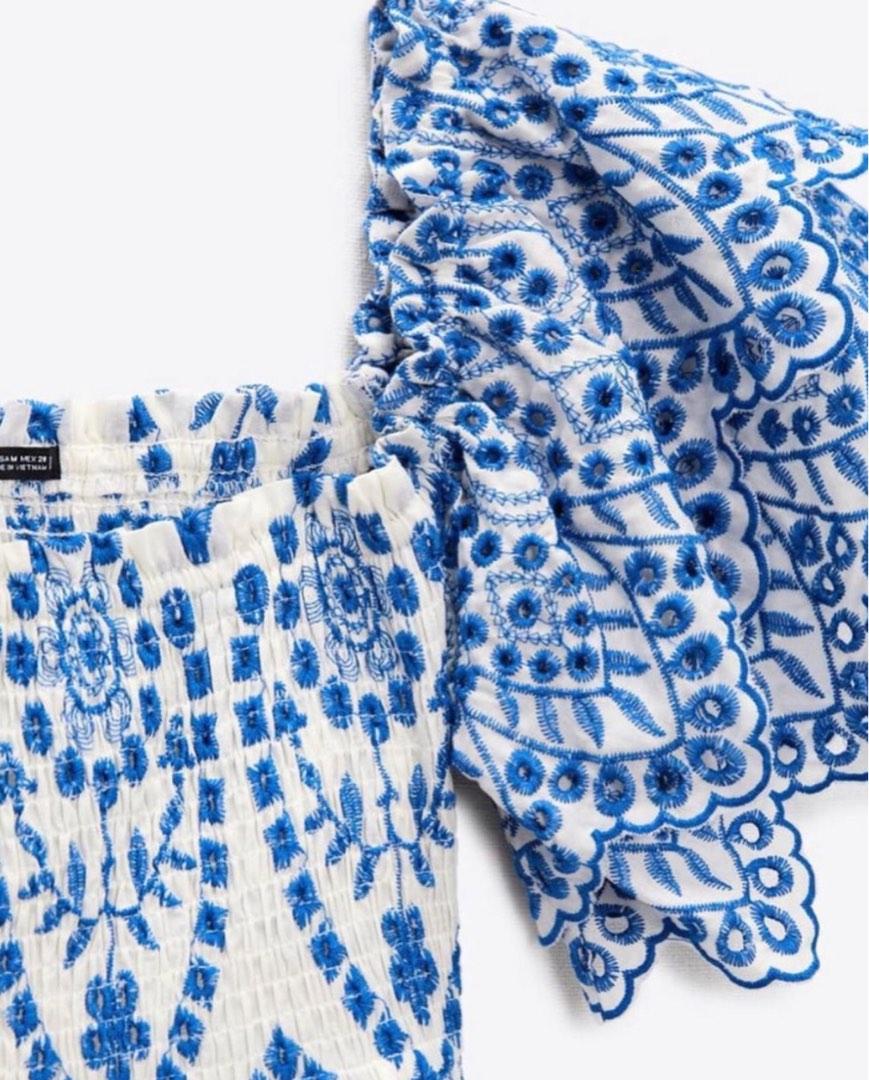 Zara embroidered ruffle sleeves dress, Women's Fashion, Dresses & Sets ...