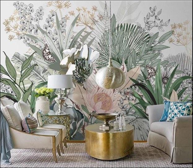 3D Wallpaper mural plant design for home or office, Furniture & Home ...