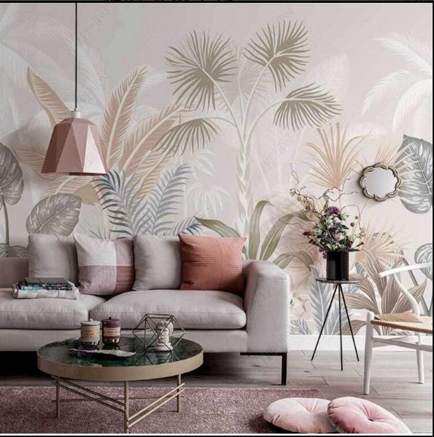 3D Wallpaper mural plant design for home or office, Furniture & Home ...