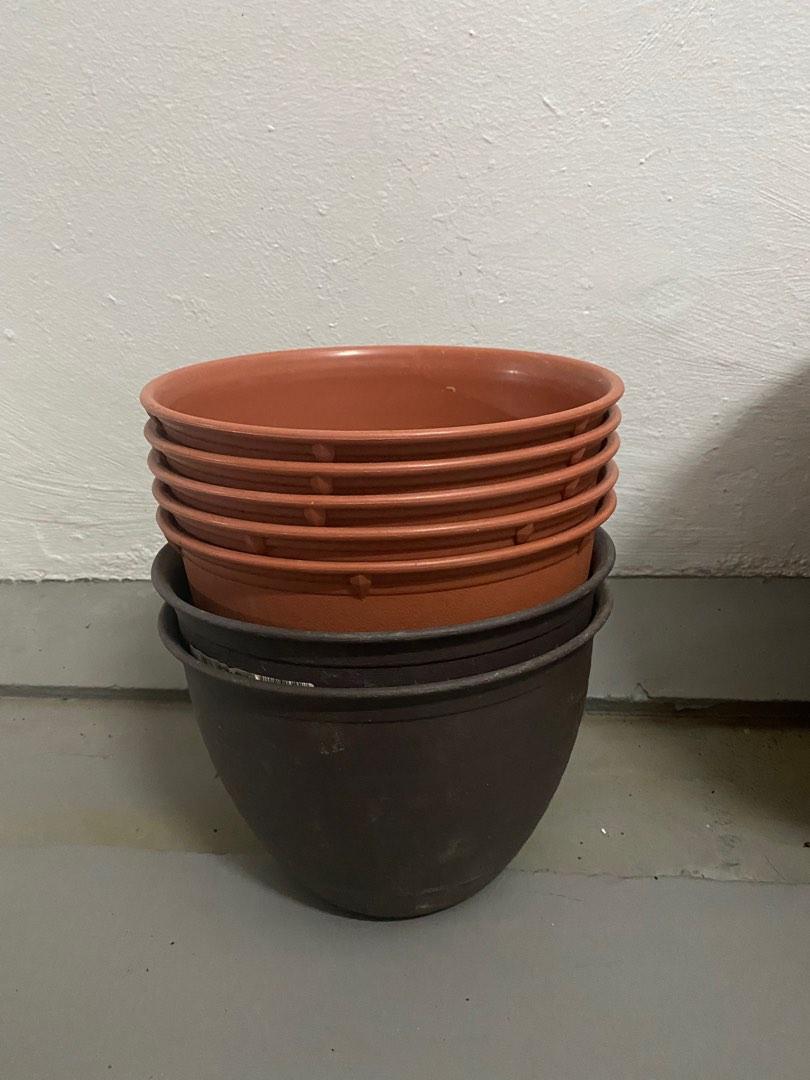 7 daiso pots (24 cm), Furniture & Home Living, Gardening, Pots ...
