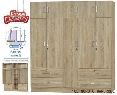 Promotion Brand New 10 Doors Tall Wardrobe + Drawers, Furniture & Home ...