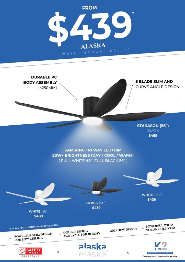 *INSTALLATION AVAILABLE*Alaska Starason DC Ceiling Fan with LED light ...