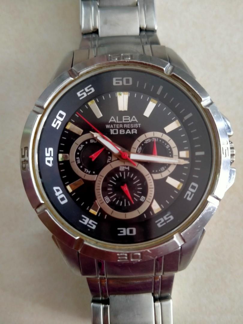 ALBA Water Resistant 10bar St. Steel V33J X048, Men's Fashion, Watches ...
