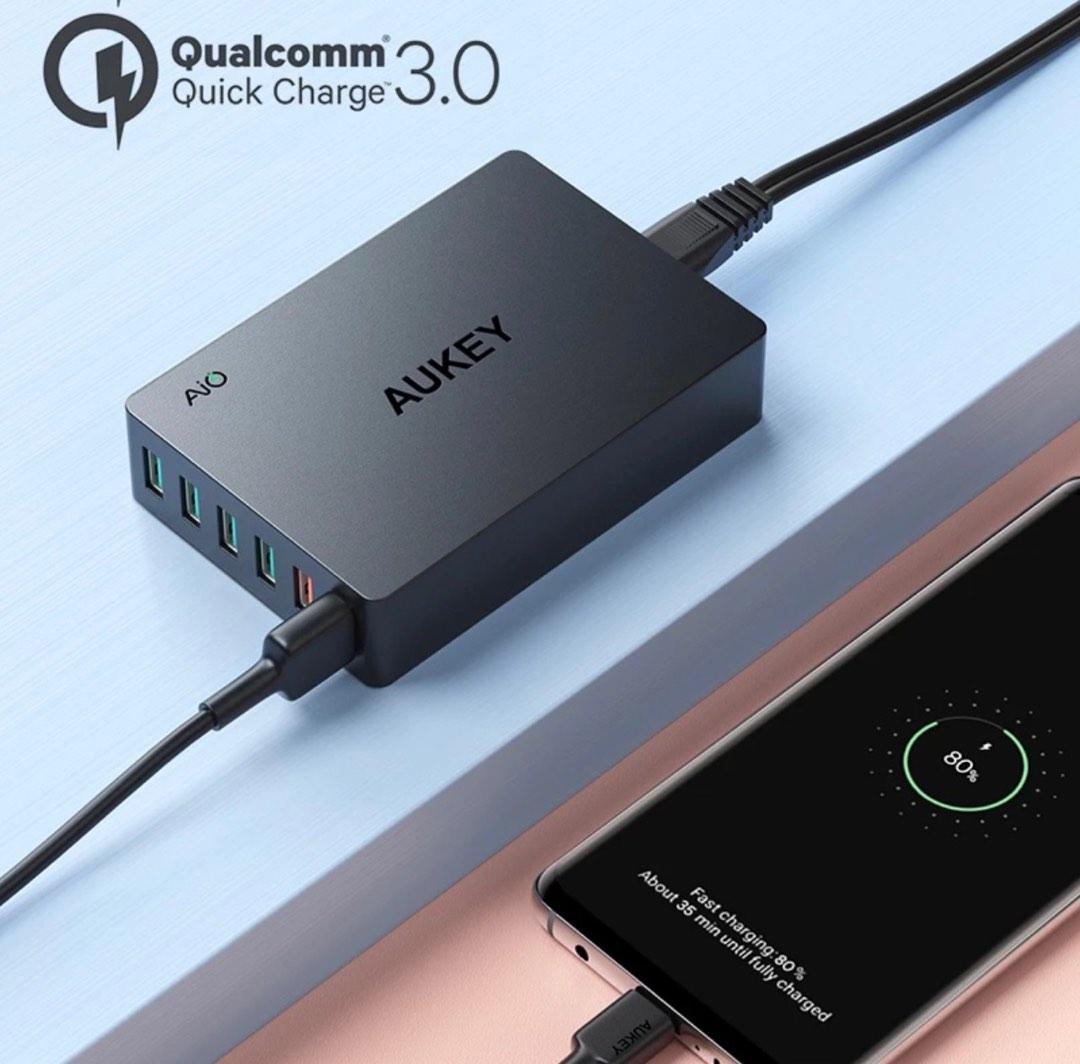 Aukey 6 ports with Quick Charge 3.0, Computers & Tech, Parts & Accessories, Chargers on Carousell