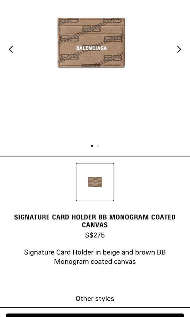 BALENCIAGA BEIGE MONOGRAM SIGNATURE CARD HOLDER, Luxury, Bags & Wallets ...