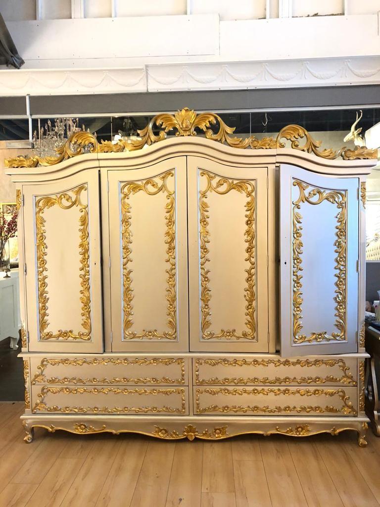 Baroque Rococo - Preorder Gold 4 Door Armoire Wardrobe, Furniture ...