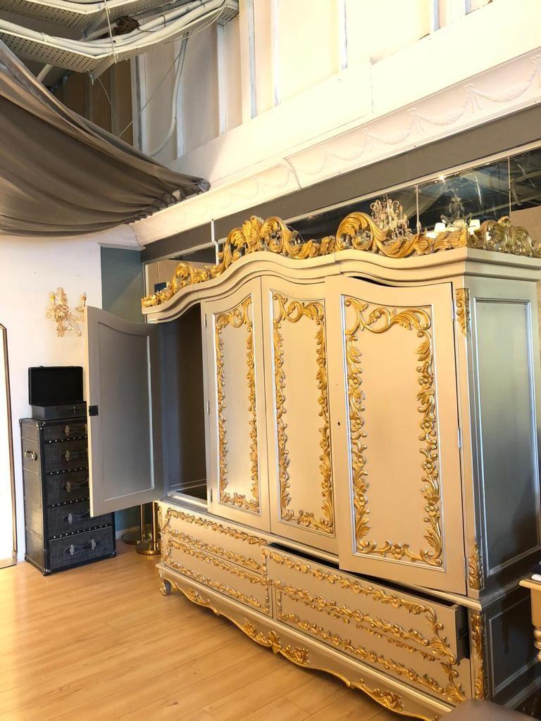 Baroque Rococo - Preorder Gold 4 Door Armoire Wardrobe, Furniture ...