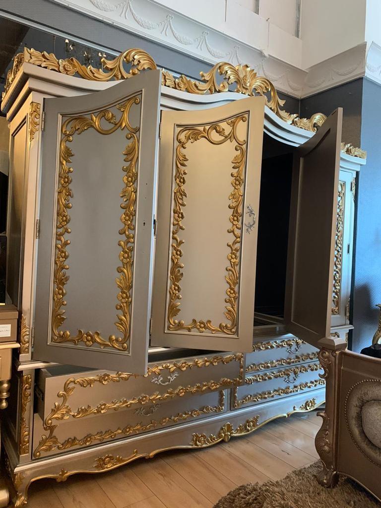 Baroque Rococo - Preorder Gold 4 Door Armoire Wardrobe, Furniture ...