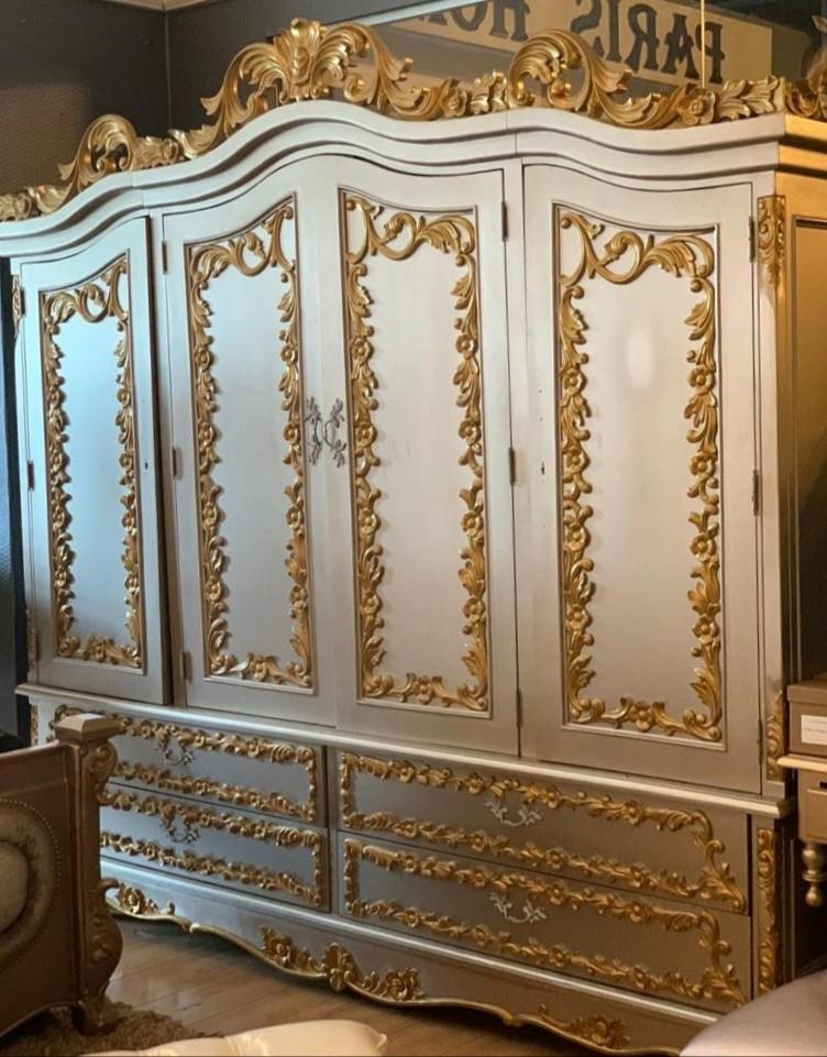 Baroque Rococo - Preorder Gold 4 Door Armoire Wardrobe, Furniture ...
