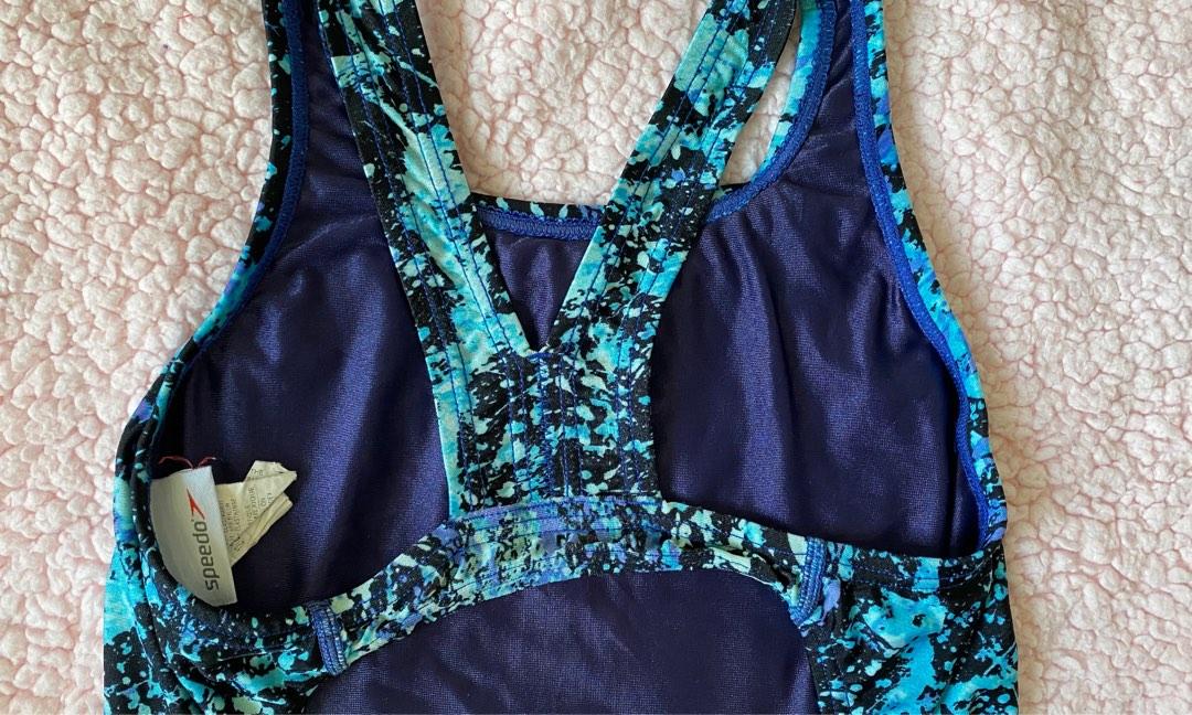 Blue Paint Splatter Racerback One Piece Swimsuit, Women's Fashion ...