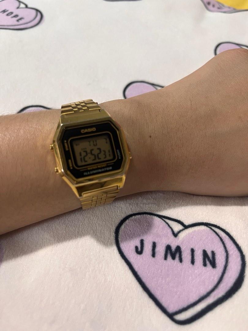 Casio Vintage LA680 WGA-1D Gold Black Face, Women's Fashion, Watches ...