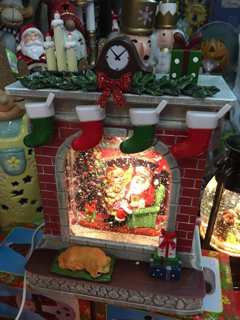 Chimney Santa with Girl Snowball Lantern, Furniture & Home Living, Home ...