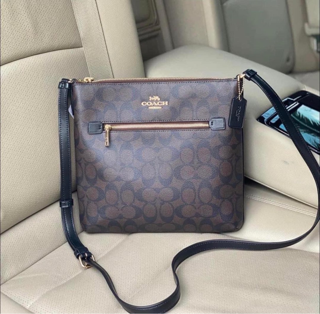 Coach File Sling bag - Coffee Black Strap, Women's Fashion, Bags ...