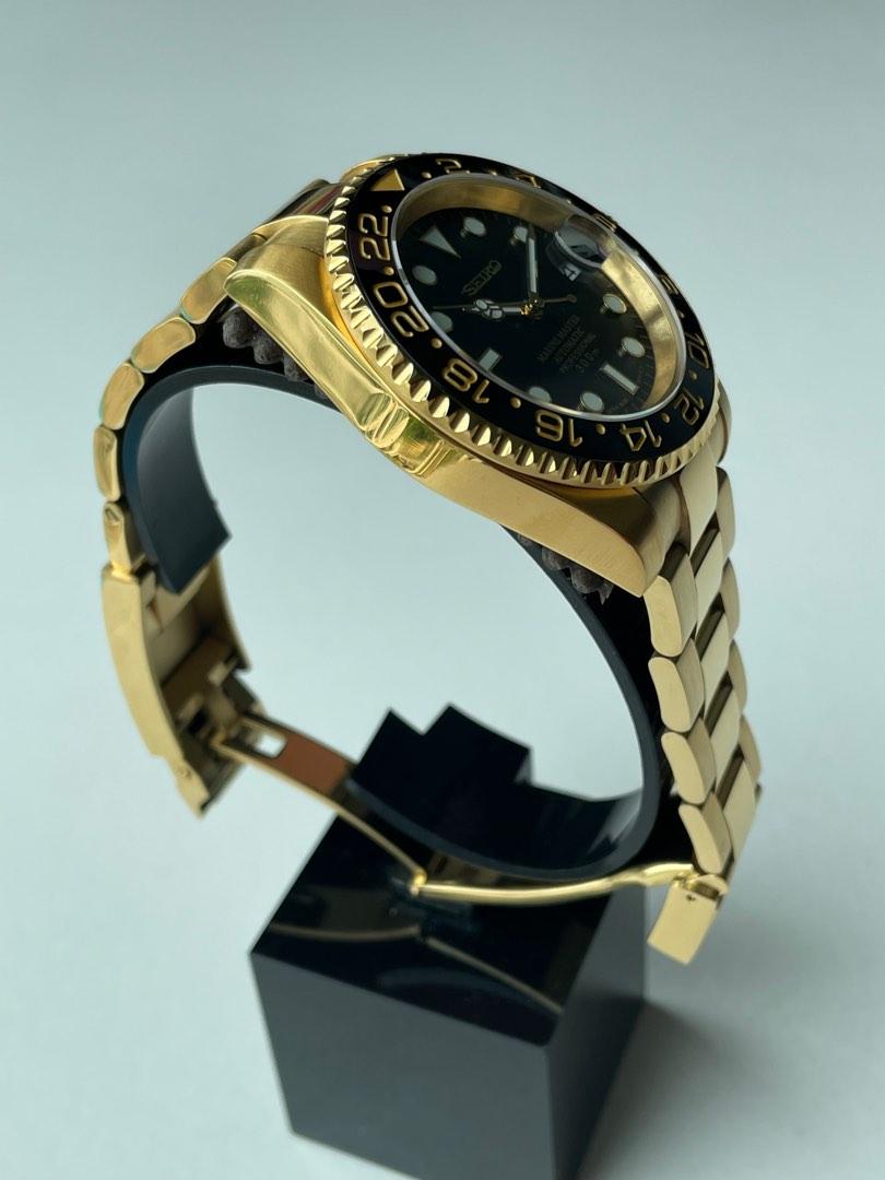 Custom Seiko Mod Gold GMT, Men's Fashion, Watches & Accessories ...