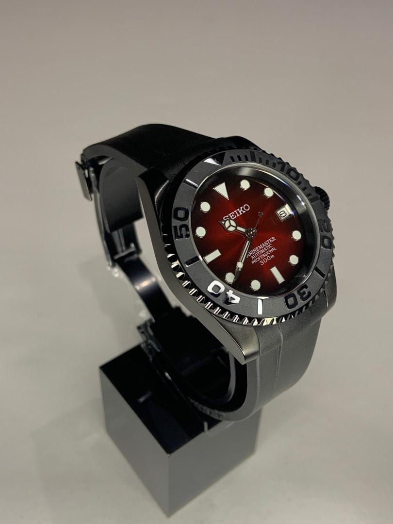 Custom Seiko Mod 40mm Red/Black Yachtmaster Automatic Watch , Men's ...