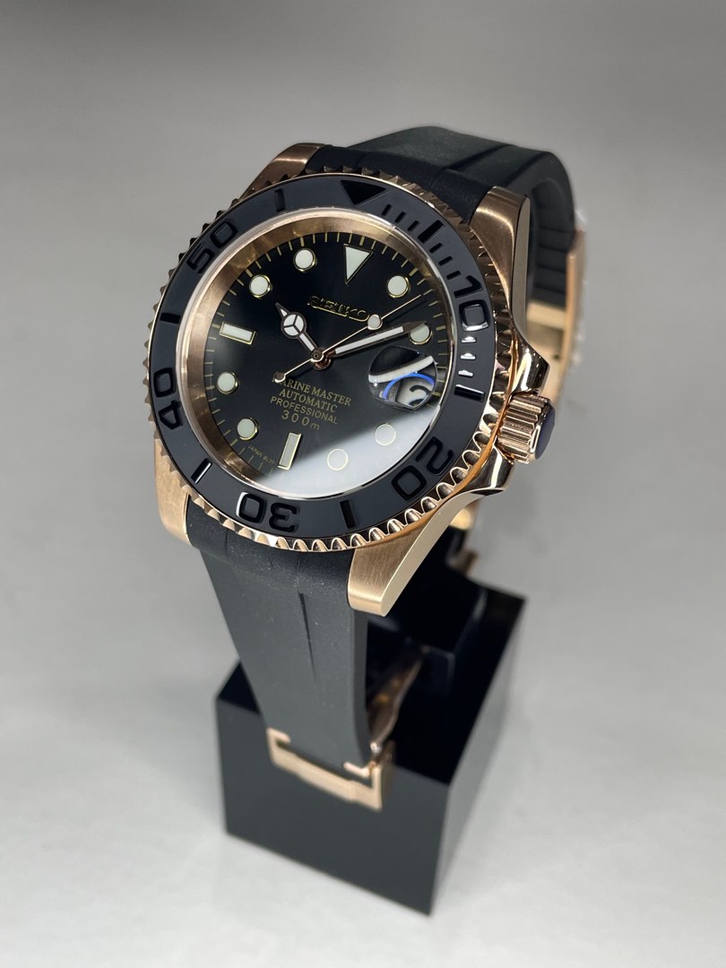 Custom Seiko Mod 40mm Rose Gold Yachtmaster, Men's Fashion, Watches ...