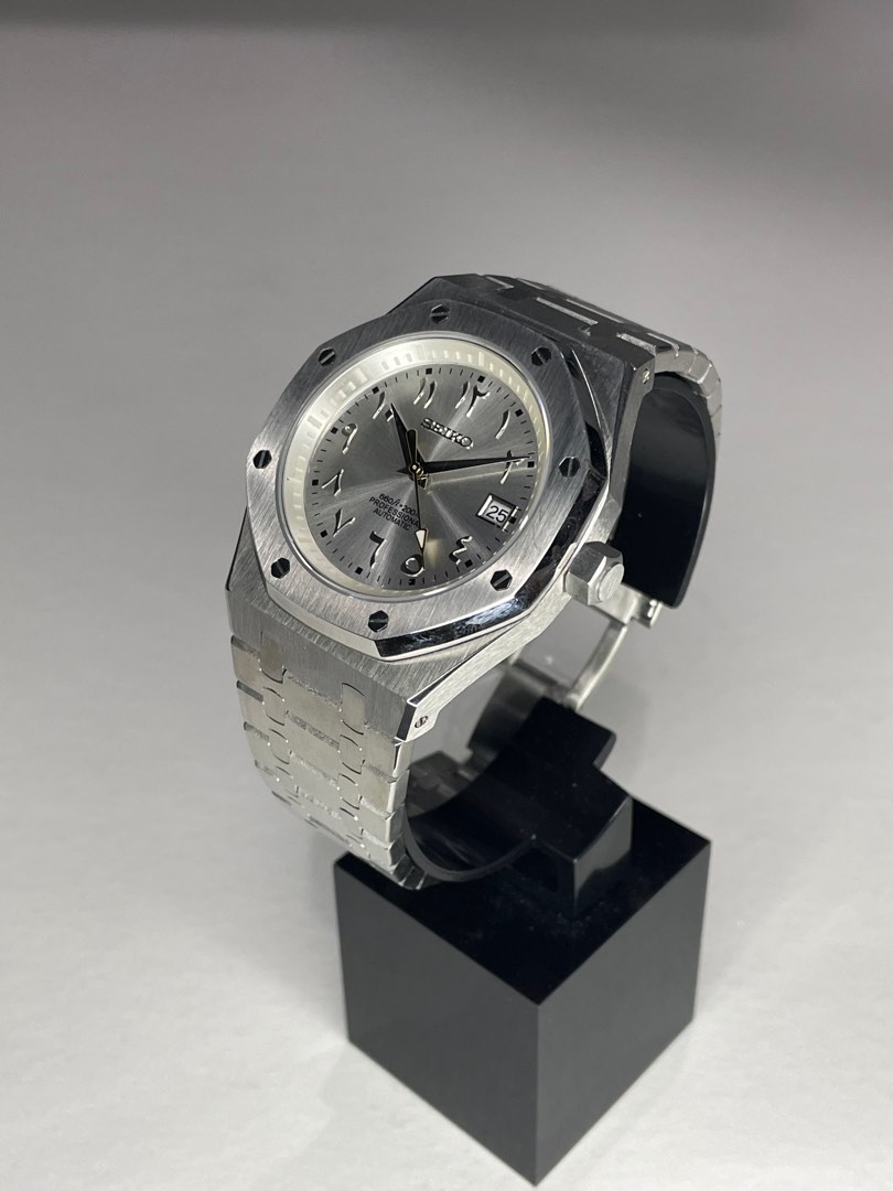 Custom Seiko Mod Silver Arabic AP 42mm, Men's Fashion, Watches ...