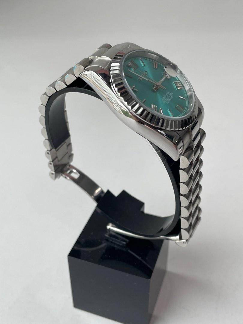 Custom Seiko Mod 36mm Turquoise Green Roman DateJust President ...