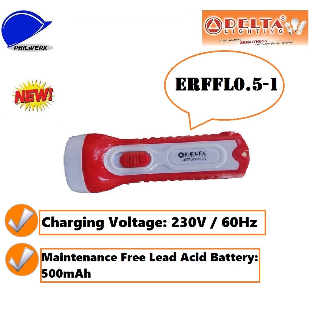 DELTA LED Rechargeable Flashlight ERFFL0.5-1 LED, Commercial ...