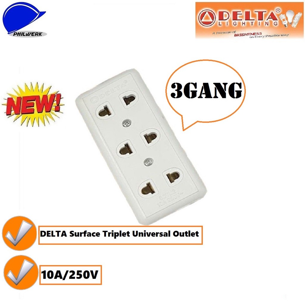 DELTA Surface Triplet Universal Outlet 3 Gang SOTU2, Commercial ...