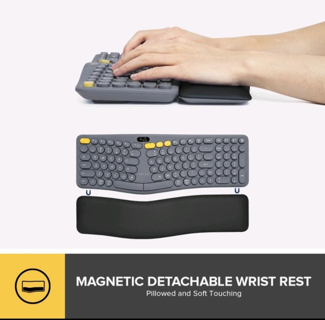 DELUX Wireless Ergonomic Keyboard Bluetooth 2.4G USB Split Keyboard Wrist, Computers & Tech ...
