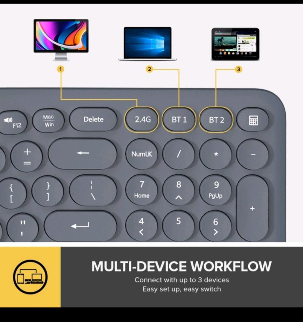 DELUX Wireless Ergonomic Keyboard Bluetooth 2.4G USB Split Keyboard Wrist, Computers & Tech ...
