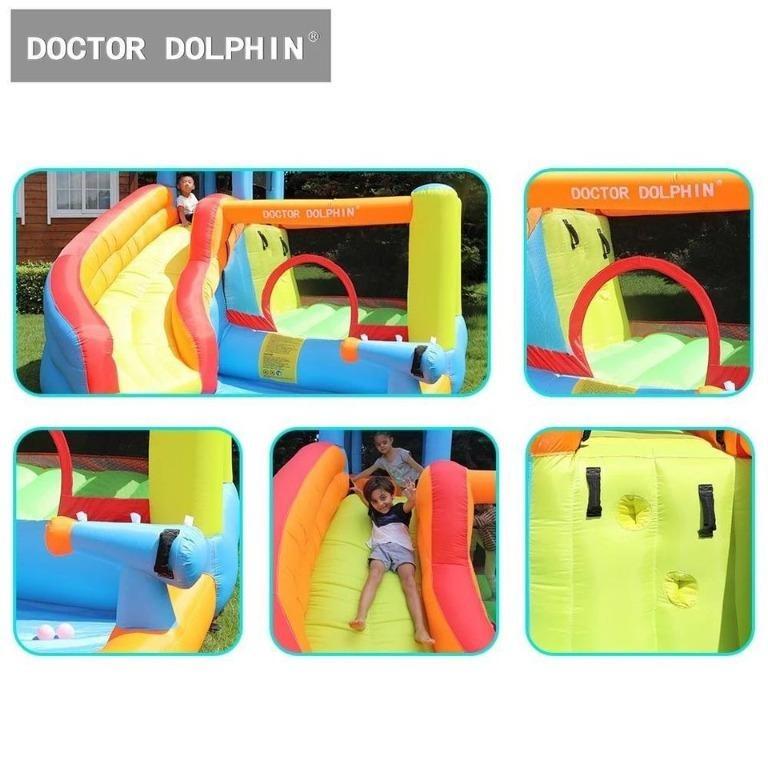 Doctor Dolphin Inflatable Turtle Bouncy Jumping Castle Water Slide Pool ...